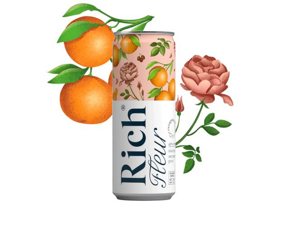 Напиток сокосодержащий Rich Fleur мандарин с экстрактом розы ...