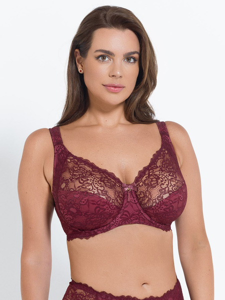 Бюстгальтер Женский Grandissima классическая чашка, на косточках, размер 90D бордовый Полиамид ...