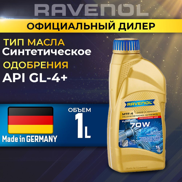 Масло трансмиссионное MTF-4 70W Синтетическое 1л RAVENOL купить c ...