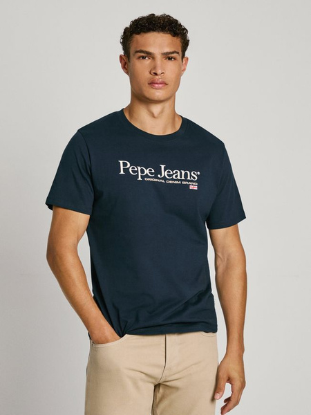 Футболка Pepe Jeans, размер 50, 52, цвет ночной синий, 100% Хлопок ...