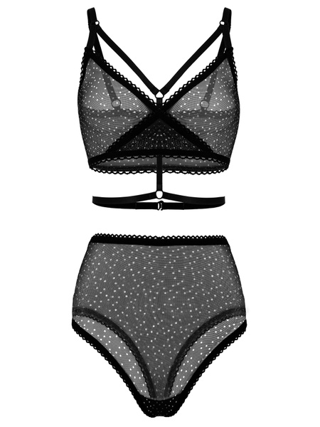 Комплект белья Женский BLABLABRA черный Без застежки бразильяна ...