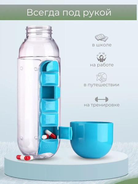 Бутылка для воды с таблетницей по выгодной цене в интернет-магазине ...