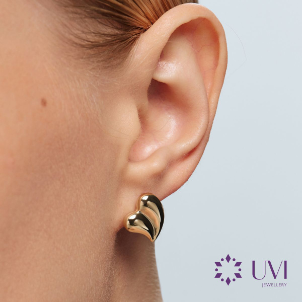 Золотые серьги 585 женские "Волна любви", сердце, UVI Jewellery купить ...