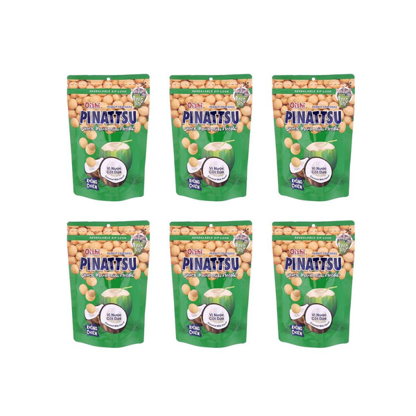 Oishi/ Снэки Pinattsu арахисовые со вкусом кокосового молока, 85 г, 6 ...