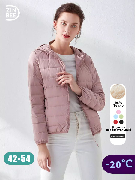 Куртка Женский ZinBee розовый Полиэфирный шелк, размер 48 Зима Полифайбер, Пух-перо Китай купить ...