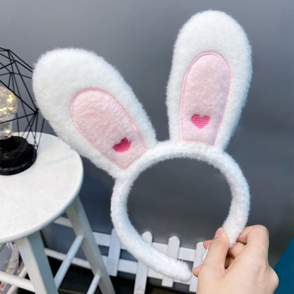 Мягкий белый ободок с ушками зайца на голову, украшения для девочек и ...