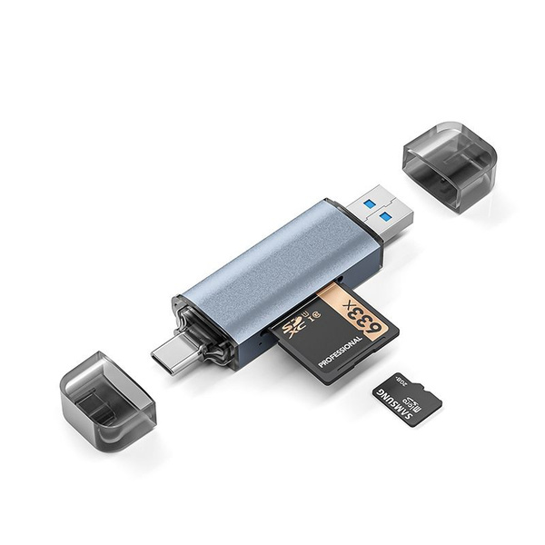 Картридер micro SD USB Type-C, переходник для карт памяти Micro SD / SD для компьютера, ноутбука ...