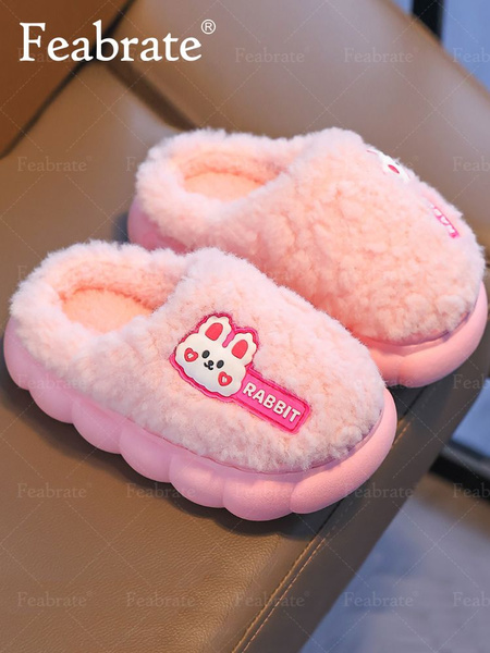 Тапочки Девочки Feabrate, размер 34, 35 розовый Толстая подошва, Круглый нос Без каблука Без ...