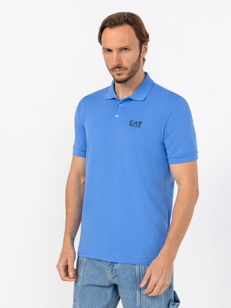 Поло EA7, размер 56, 58, цвет голубой, Хлопок 95% Эластан 5% - купить по выгодной цене в ...