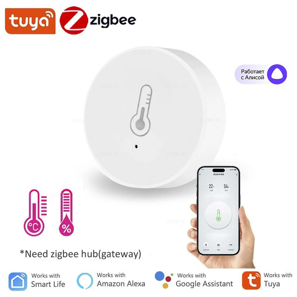 Умный беспроводной датчик температуры и влажности Tuya Smart ZigBee 3.0, комнатный гигрометр ...
