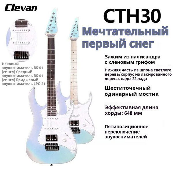 Электрогитара Clevan CTH30 гитары, с переменным цветовым градиентом 16 ...