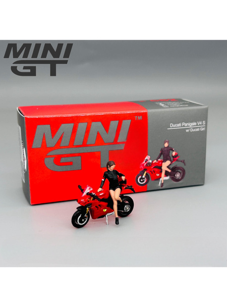 Машинка TSM Mini GT 1/64 #682 Ducati Panigale V4 S w Girl Red Мотоцикл ...