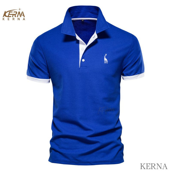 Поло Мужской KERNA сапфирово-синий Короткий, размер 62, 64 Хлопок Однотонный облегающий ...