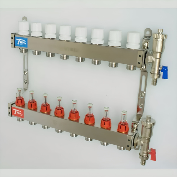 Колектр,Коллекторная группа с расходомерами без кранов 1"x3/4" 8 выхода Vieir VR119-08A купить ...