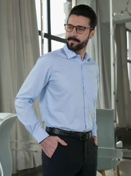 Рубашка Мужской Brostem васильковый Хлопок, размер 56 Россия купить c доставкой на OZON по ...