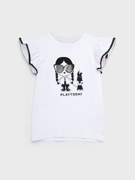 Футболка Девочки PlayToday белый, черный Короткий, размер 104 Трикотаж Повседневный Китай купить ...
