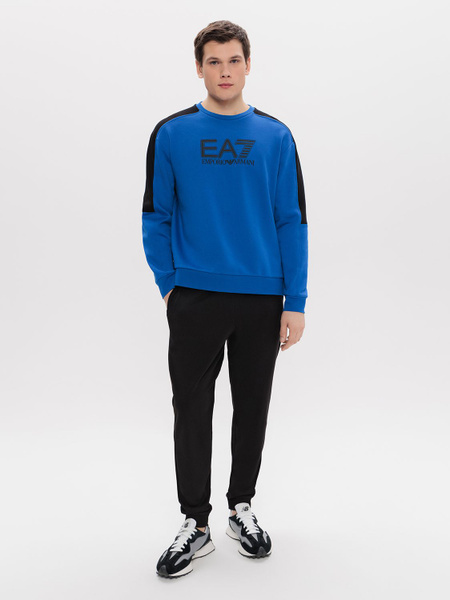 Комплект одежды Мужской EA7 Повседневный синий, черный, размер 56, 58 Хлопок, Полиэстер Камбоджа ...