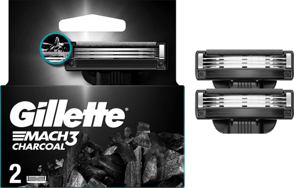 Gillette Mach3 Charcoal сменные лезвия для бритья, 2 шт. купить на OZON ...