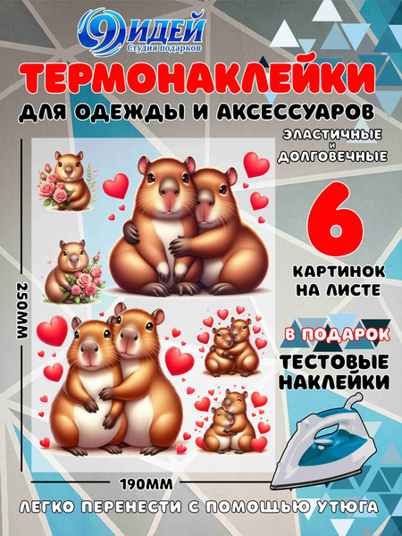 Термонаклейка для одежды и текстиля/ DTF наклейка для одежды/19x25_Капибара любовь_3 купить на ...