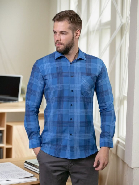 Рубашка Мужской Brostem сапфировый Хлопок, размер 56 Россия купить c доставкой на OZON по низкой ...