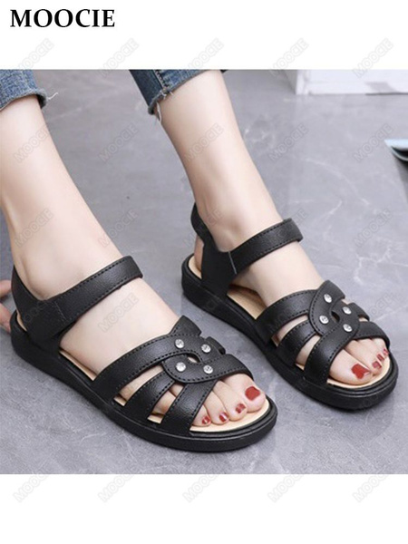 Босоножки Женский MOOCIE Без каблука ABS пластик, Искусственная кожа, размер 40 Толстая подошва ...