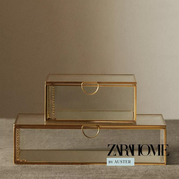 ZARA HOME Шкатулка Для украшений "GLASS JEWELLERY BOX WITH METAL BORDER ...
