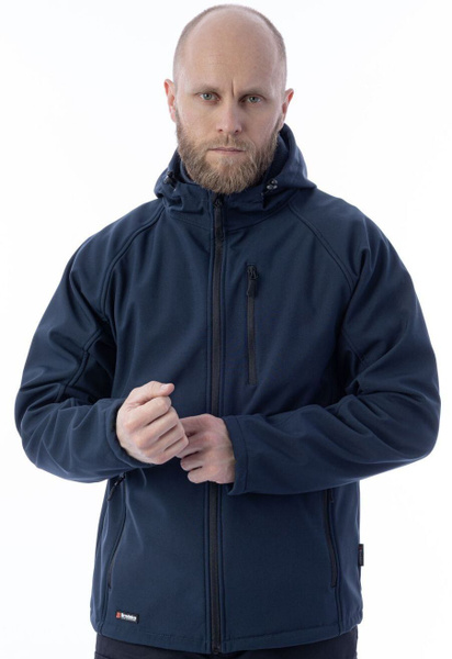 Куртка Мужской BRODEKS Карманы, Капюшон синий капюшон Полиэстер, Флис, размер 56, 58 Длинный ...