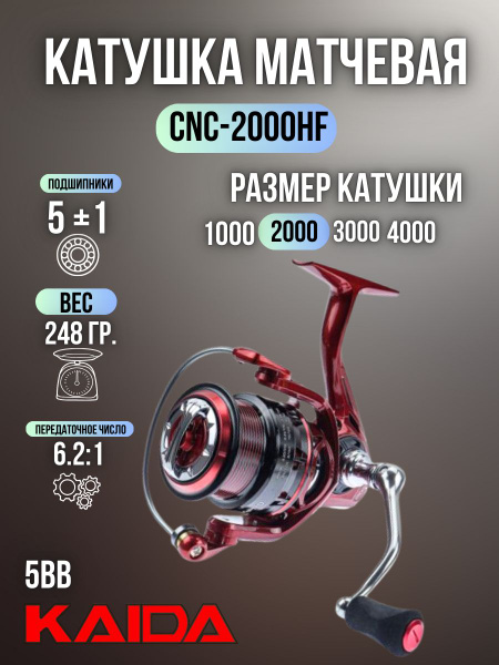 Катушка KAIDA CNC-1000F, Безынерционная, 2000, Передний фрикцион купить c доставкой на OZON по ...
