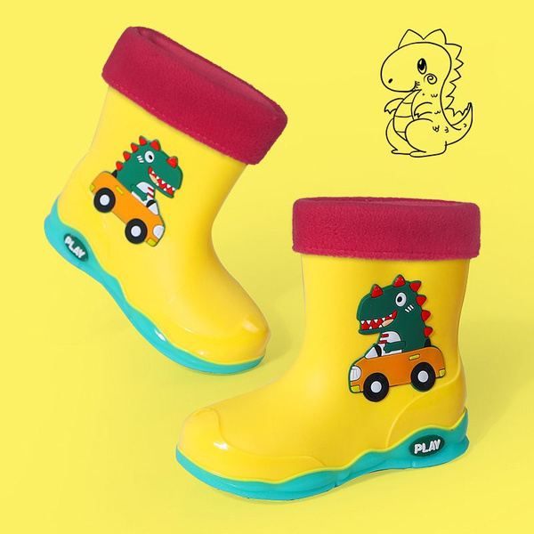 Сапоги резиновые Девочки Мальчики прозрачный желтый бархат На любой сезон купить C доставкой