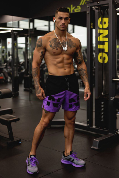 Шорты для плавания Мужской DLR&NN шорты Нейлон, Эластан черный, фиолетовый меланж, размер 48 ...