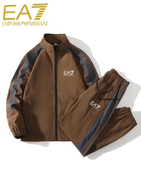 Костюм спортивный Мужской, Женский EA7 Спортивный кофе, размер 46, 48 Микрополиэстер Логотип ...