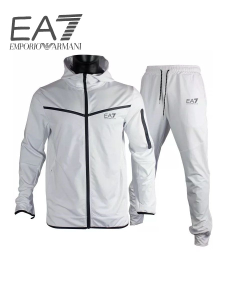 Костюм спортивный Мужской EA7 Повседневный тройка белый, размер 50, 52 Бифлекс Другое, рост от ...