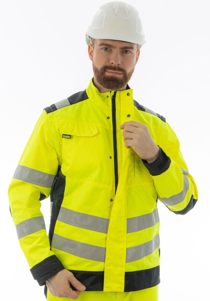 Куртка рабочая Мужской BRODEKS, размер 50, 52 желтый, черный Полиэстер, Хлопок Полоска Молния ...