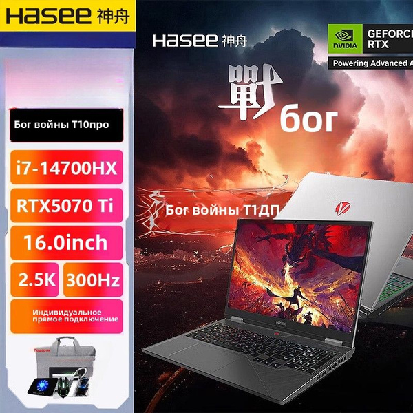 Игровой ноутбук Hasee, 16, TPRO, Intel Core i7-14700HX, 64 ГБ, NVIDIA GeForce RTX 5070 Ti (16 Гб ...