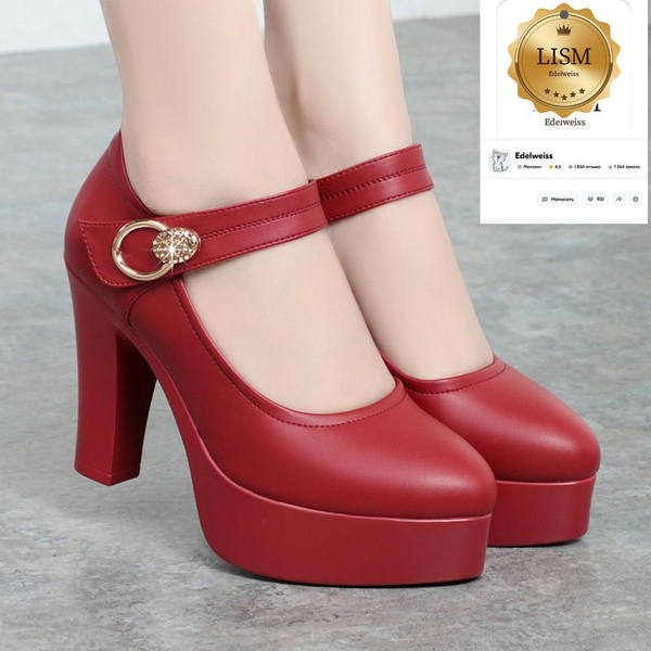 Туфли Женский LISM Воловья кожа, размер 36 Толстый каблук Россия Липучки Круглый нос ...