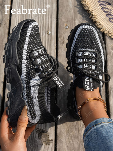 Кроссовки Женский Feabrate Сетчатая ткань Бег, размер 37 R (средняя) Лето Шнурки купить c ...