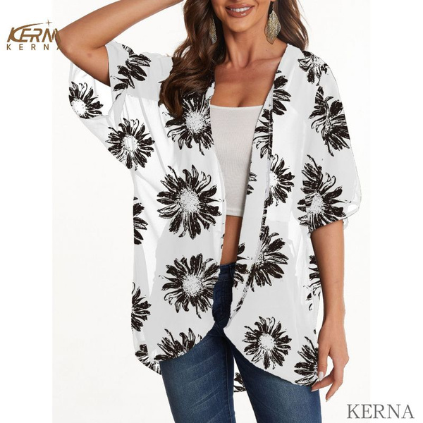 Кардиган Женский KERNA разноцветный Лавсан, Спандекс, размер 50 Без застежки Воротник свободный ...