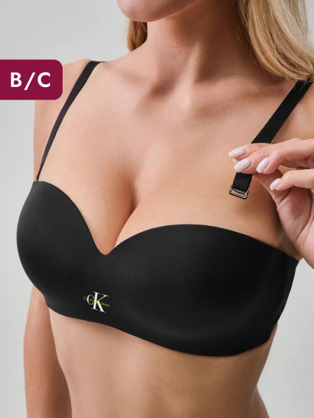 Бюстгальтер Женский Calvin Klein бандо, бралетт, размер 85B, 85A черный Полиамид Вечерний ...