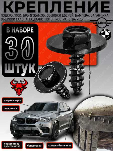 Метиз крепежный автомобильный Big Clips, 30 шт. купить c доставкой на ...