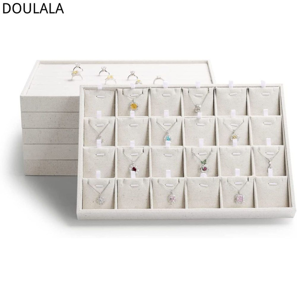 DOULALA Льняные Лотки Для Ювелирных Изделий, Держатель Для Украшений, 35 X 24 X 3,3 СM, 1 ШT ...