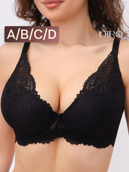 Бюстгальтер Женский OIRO, размер 85C черный графит Полиамид, Эластан Повседневный Китай Крючки ...