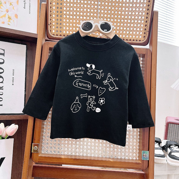 Лонгслив Девочки, Мальчики MOOCIE черный Длинный, размер 150 Хлопок Повседневный купить c ...