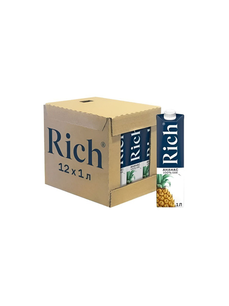 Сок Rich (Рич) Ананас, 12 шт по 1 л купить на OZON по низкой цене (2596005386)
