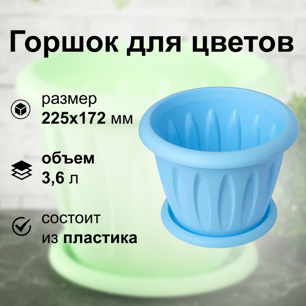 Горшок с поддоном "Фелиция" 3,6 л, 225х172 мм: конструкция с ...