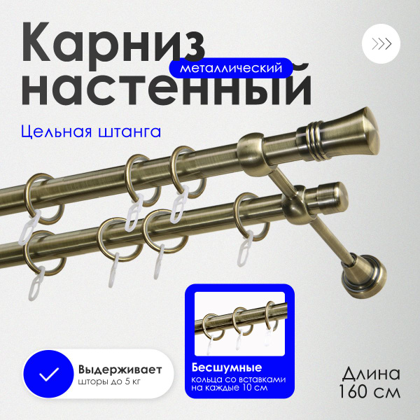 Характеристики Карниз для штор двухрядный настенный Liedecor 160 см ...