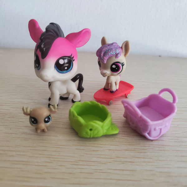 3 шт. зоомагазин LPS Лошадь мини игрушка Littlest Pet Shop Zebra Horse ...
