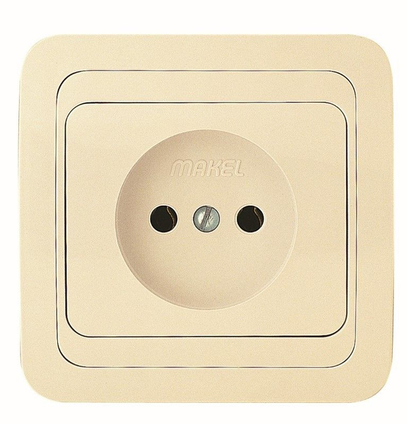 Розетка одинарная 1м без заземления Mimoza кремовый встроенный монтаж (Makel), арт. 25022 ...