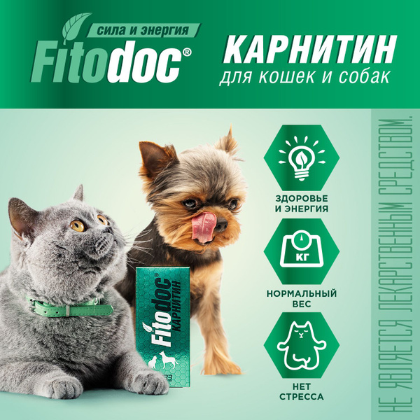 Кормовая витаминная добавка Агроветзащита Fitodoc Карнитин для собак и ...