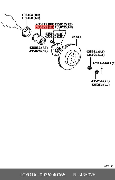 Подшипник ступицы колеса перед лев Toyota 90363-40066 - купить по ...