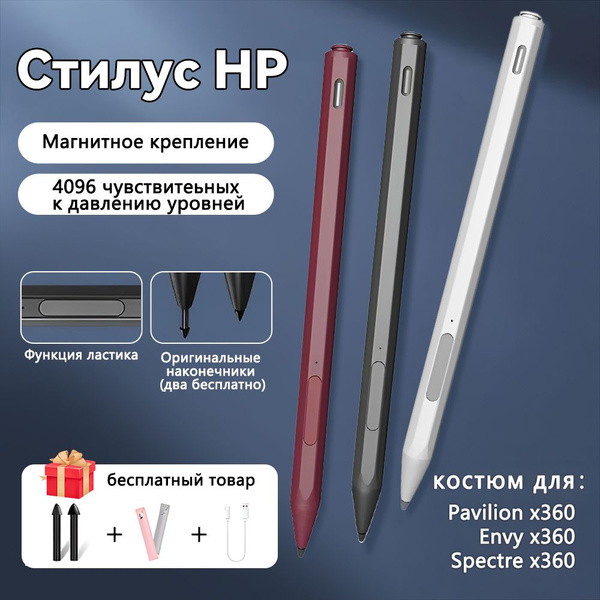 Стилус для HP Pavilion x360, Envy13 x360 и Spectre x360 (черный) с ...
